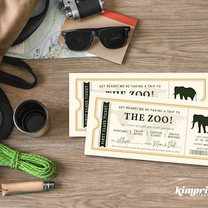 Zoo Trip Ticket Template, Printable Fun Day Coupon, Animal Experience ...
