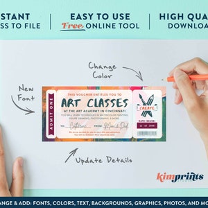 Art Class Ticket Template, Fun Craft Experience Gift Certificate ...