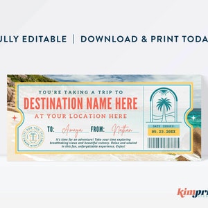 Vacation Excursion Ticket Template, Trip Reveal Gift Certificate ...