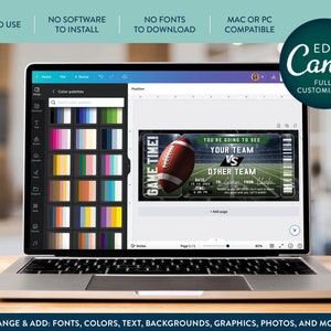 Football Ticket Template, Football Gift Certificate, Editable NFL Game ...