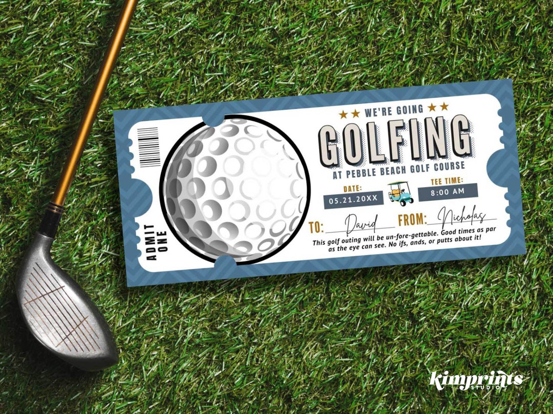 Golfing Ticket Template, Golf Trip Gift Certificate, Round of Golf ...