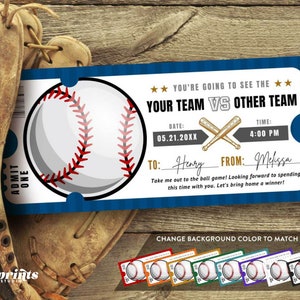 Baseball Ticket Template, Baseball Gift Certificate, Editable MLB Game ...