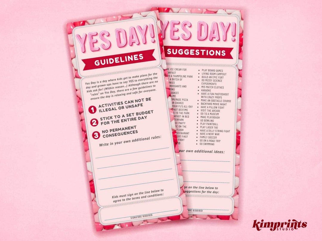 Yes Day Rules & Ideas, Kids Best Day Ever Suggestions, Yes Day ...