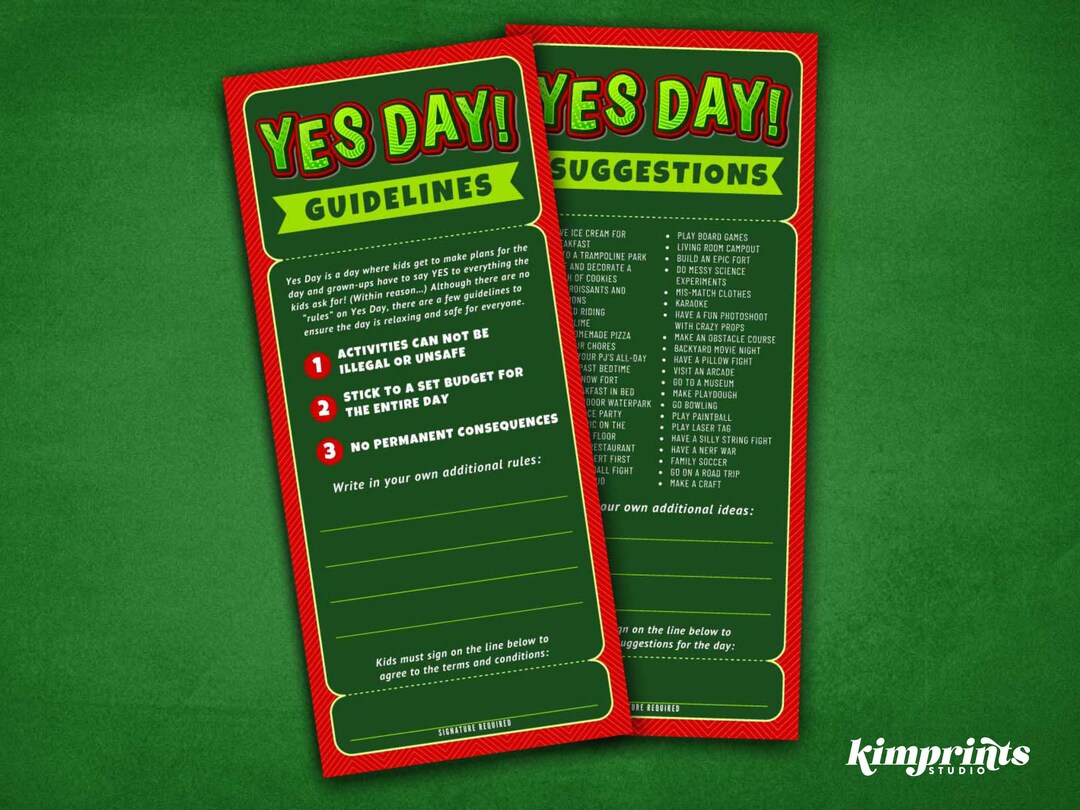 Yes Day Rules & Ideas, Kids Best Day Ever Suggestions, Yes Day ...