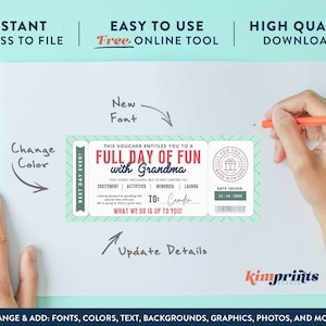 Fun Day Ticket, Kids Experience Gift Souvenir, Custom Printable Yes Day ...