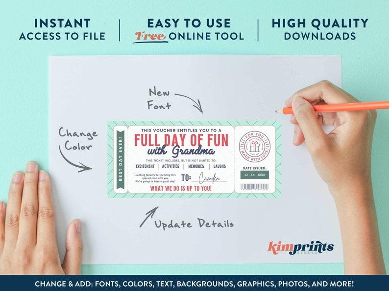 Fun Day Ticket Kids Experience Gift Souvenir Custom - Etsy