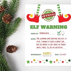 Elf Warning Letter, Christmas Elf Stationary, Official Elf Behavior ...