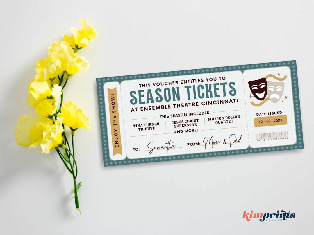 Theater Season Ticket Template, Broadway Show Gift Idea, Musical ...