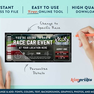 Car Race Ticket Template, Nascar Gift Certificate, Formula 1 Race ...