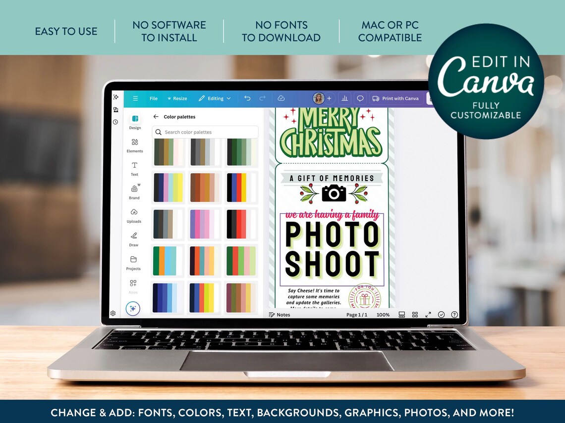 Photo Session Gift Template, Christmas Photo Shoot Gift Idea ...