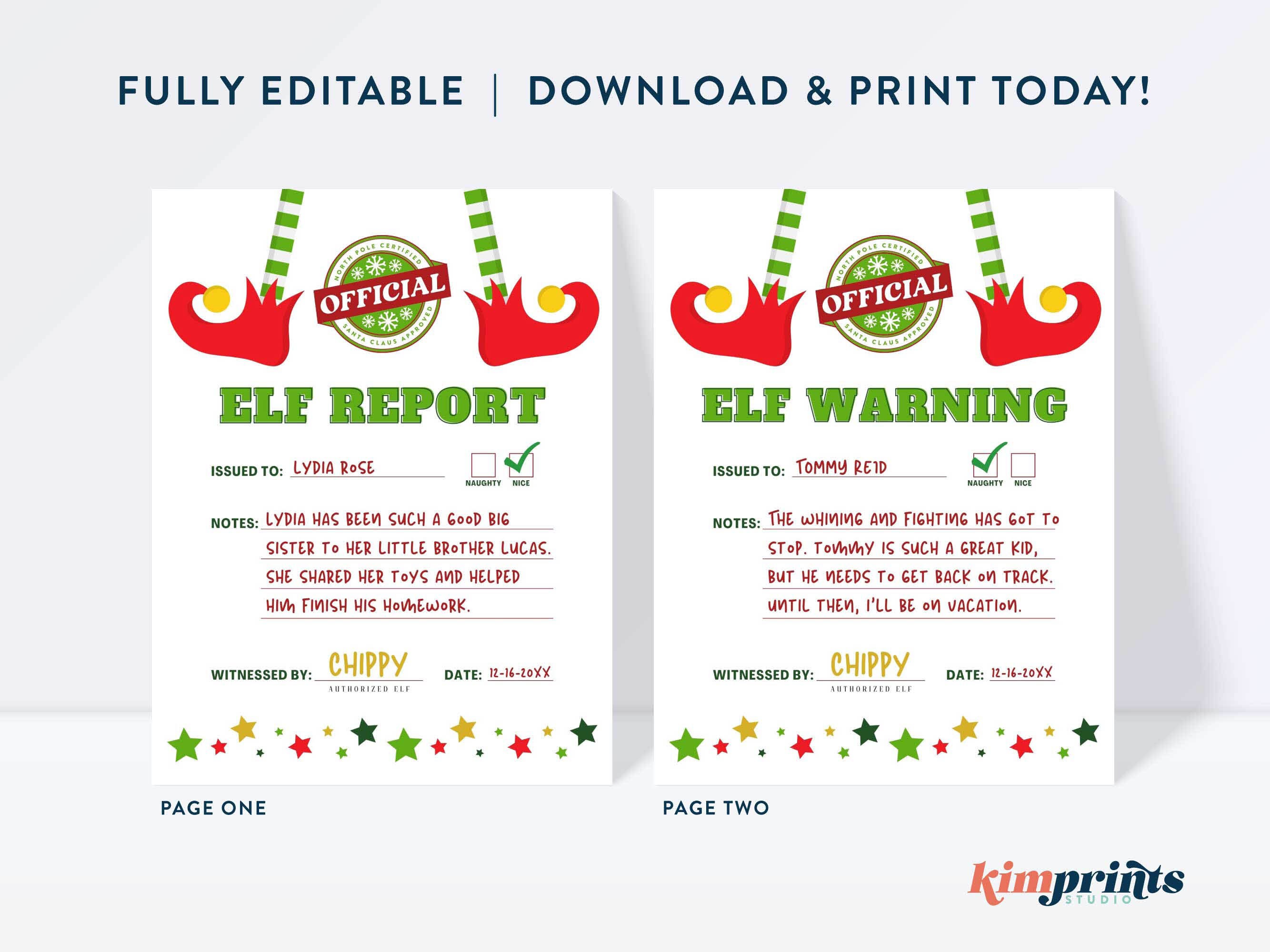 Elf Report Letters, Christmas Elf Stationary, Official Elf Behavior ...