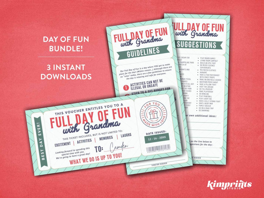 Full Day of Fun Bundle, Kids Best Day Ever Tickets, Fun Day Gift Idea ...