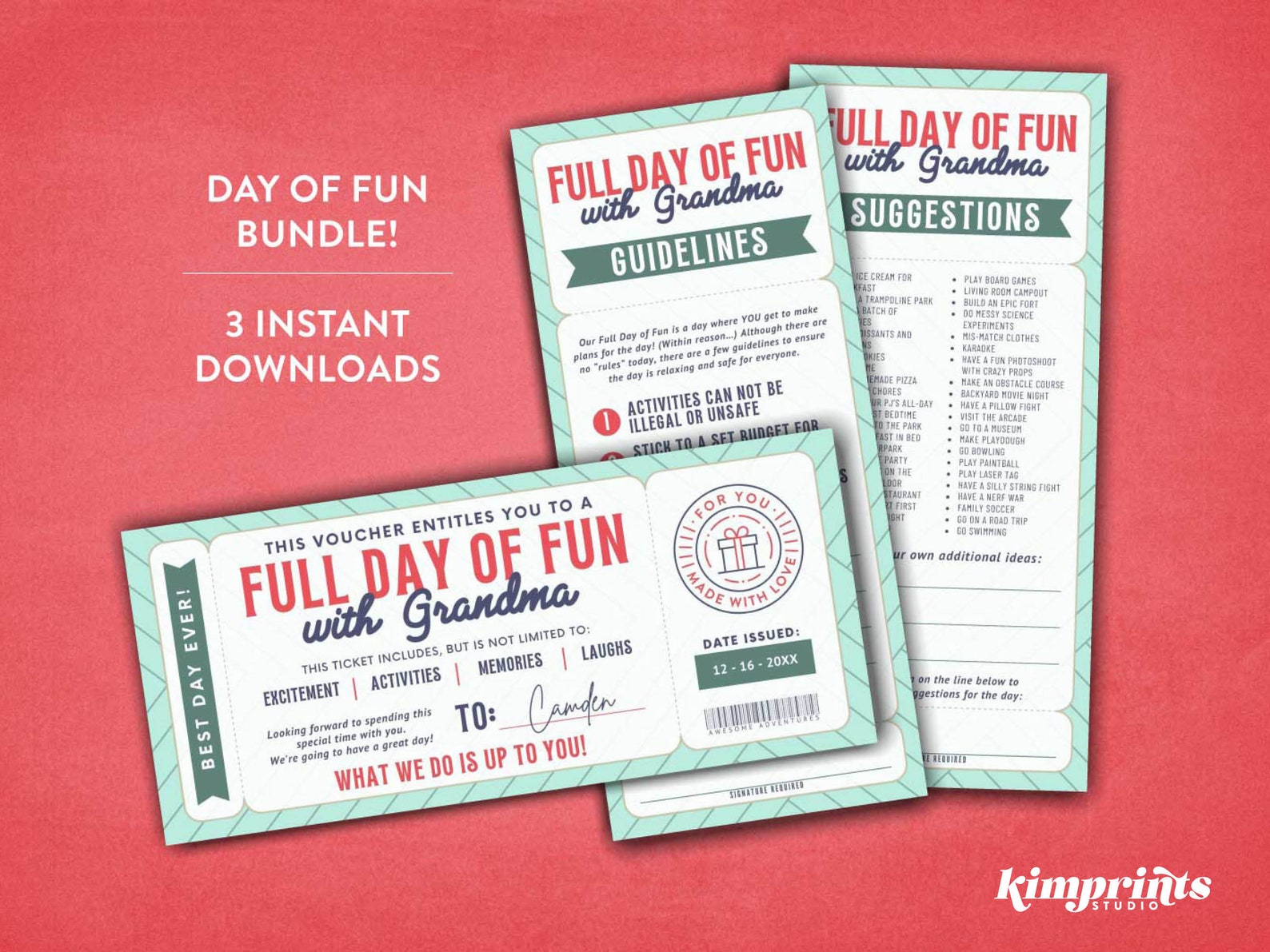 Full Day of Fun Bundle, Kids Best Day Ever Tickets, Fun Day Gift Idea ...