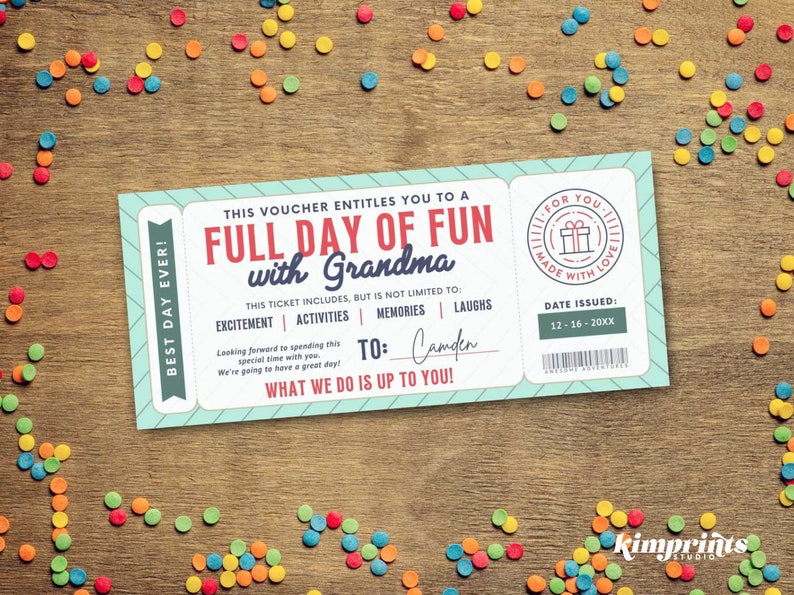 Fun Day Ticket Kids Experience Gift Souvenir Custom - Etsy