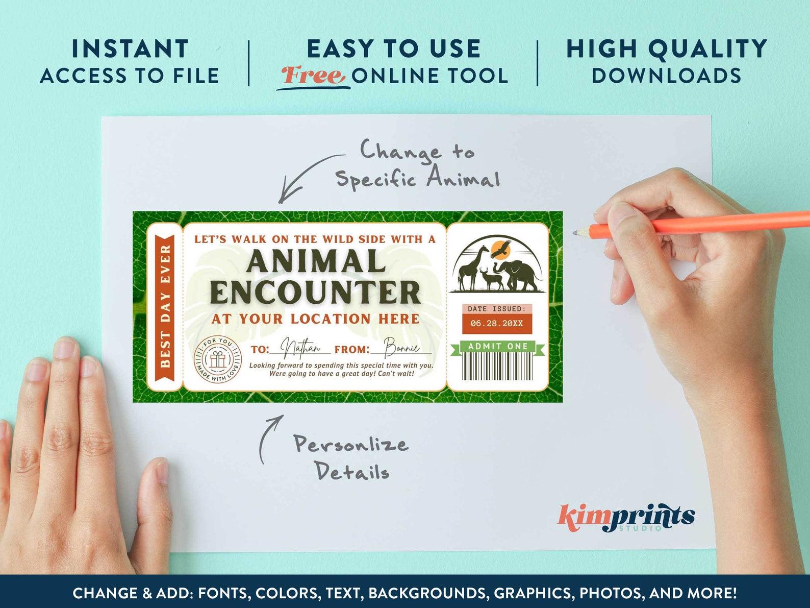 Animal Encounter Ticket Template, Edit to ANY Animal, Animal Feeding ...