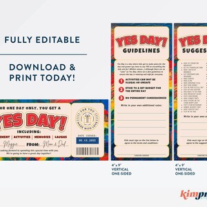 Yes Day Bundle, Kids Best Day Ever Tickets, Yes Day Gift Certificate ...