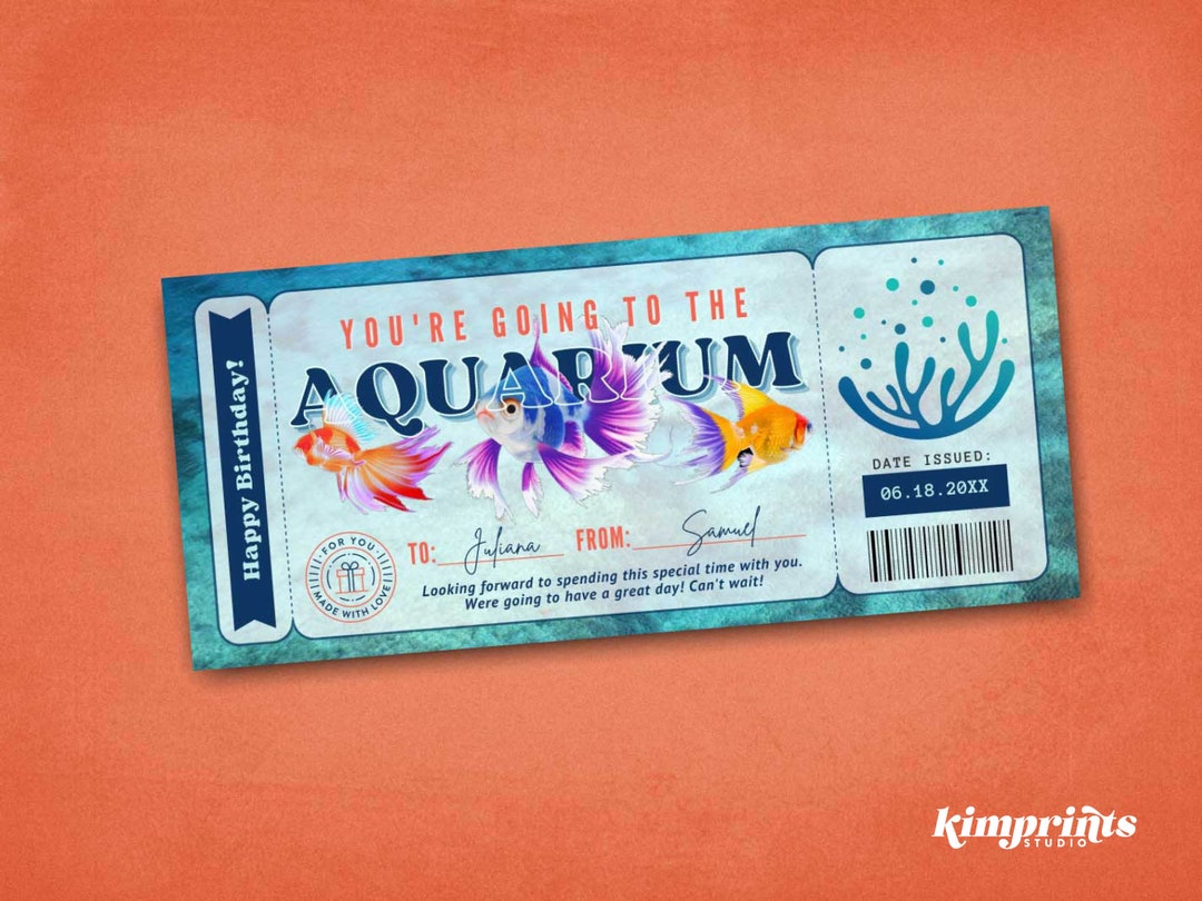 Aquarium Ticket Template Exotic Fish Gift Certificate - Etsy