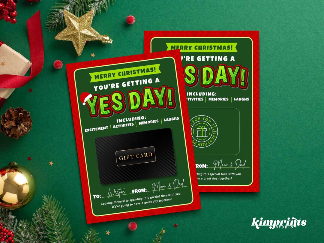 Yes Day Gift Card Holder, Kids Best Day Ever Gift Idea, Yes Day ...