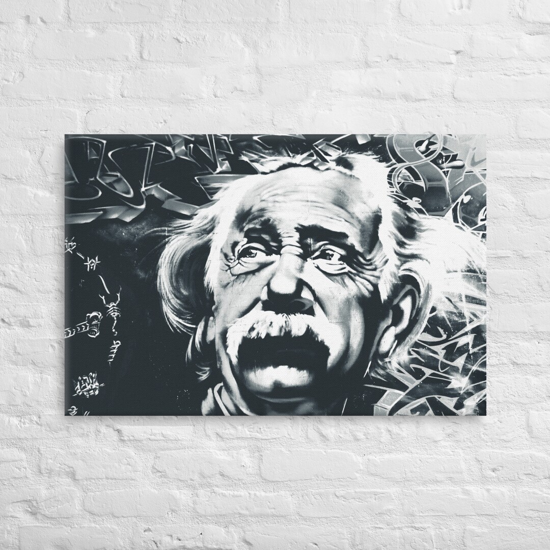 Einstein Illustration Canvas Wall Art, Einstein Graffiti Canvas Wall ...