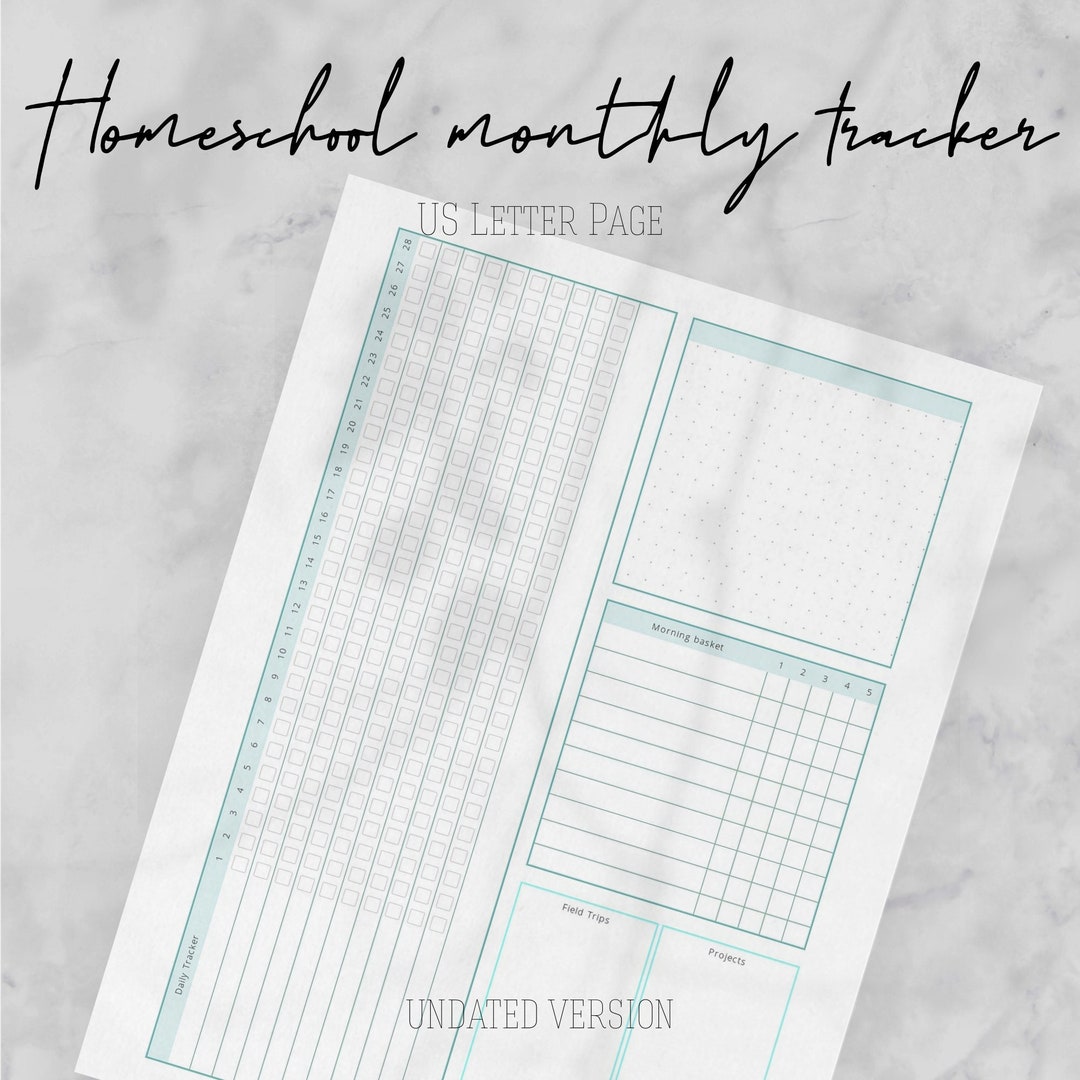 Homeschool Month Tracker Printable | One Page View - Etsy