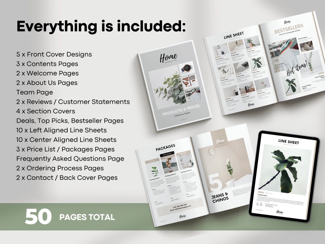 50 Editable Line Sheet Templates! Wholesale Catalog, Pricing & Services ...