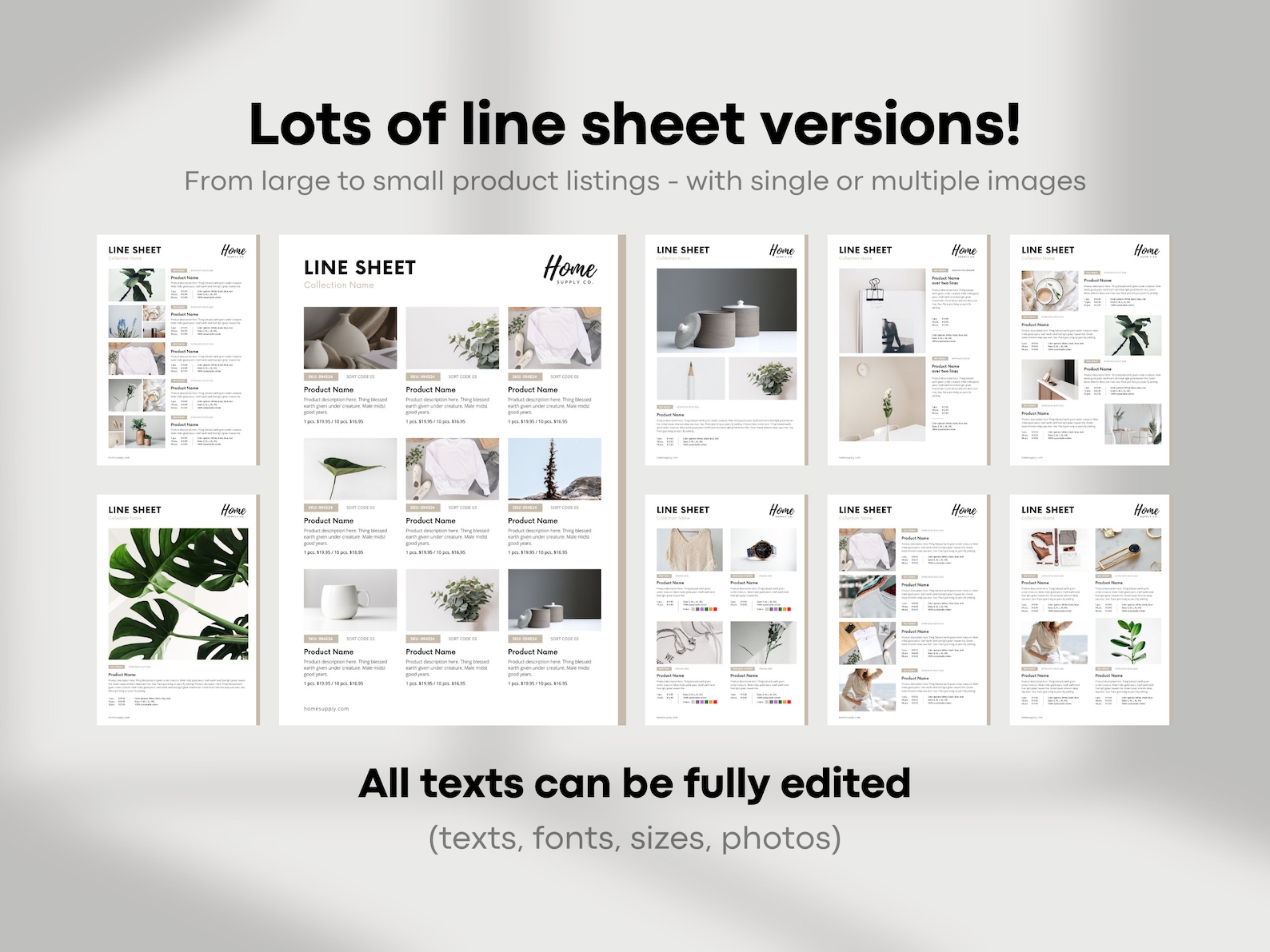 50 Editable Line Sheet Templates! Wholesale Catalog, Pricing & Services ...