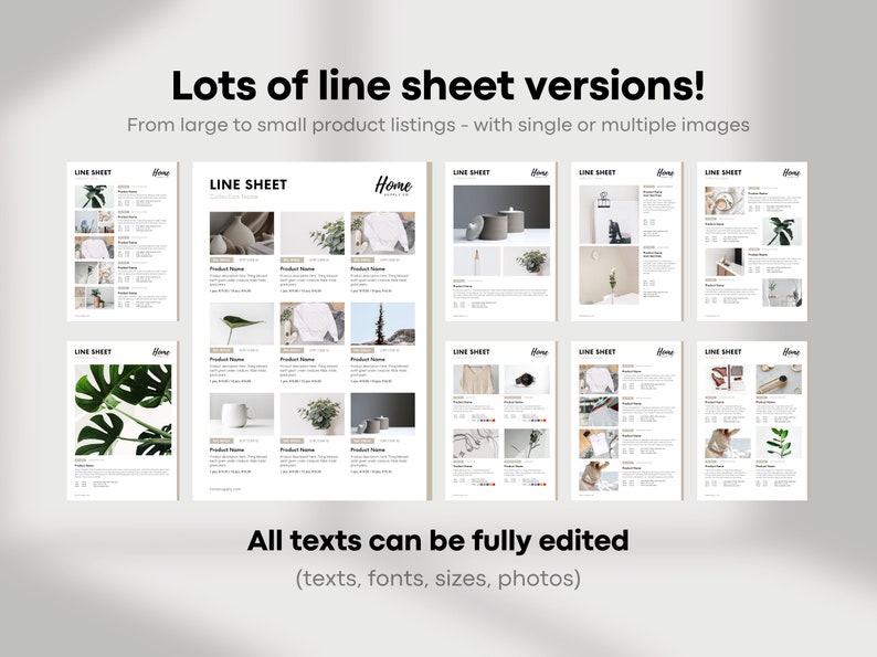 50 Editable Line Sheet Templates! Wholesale Catalog, Pricing & Services ...