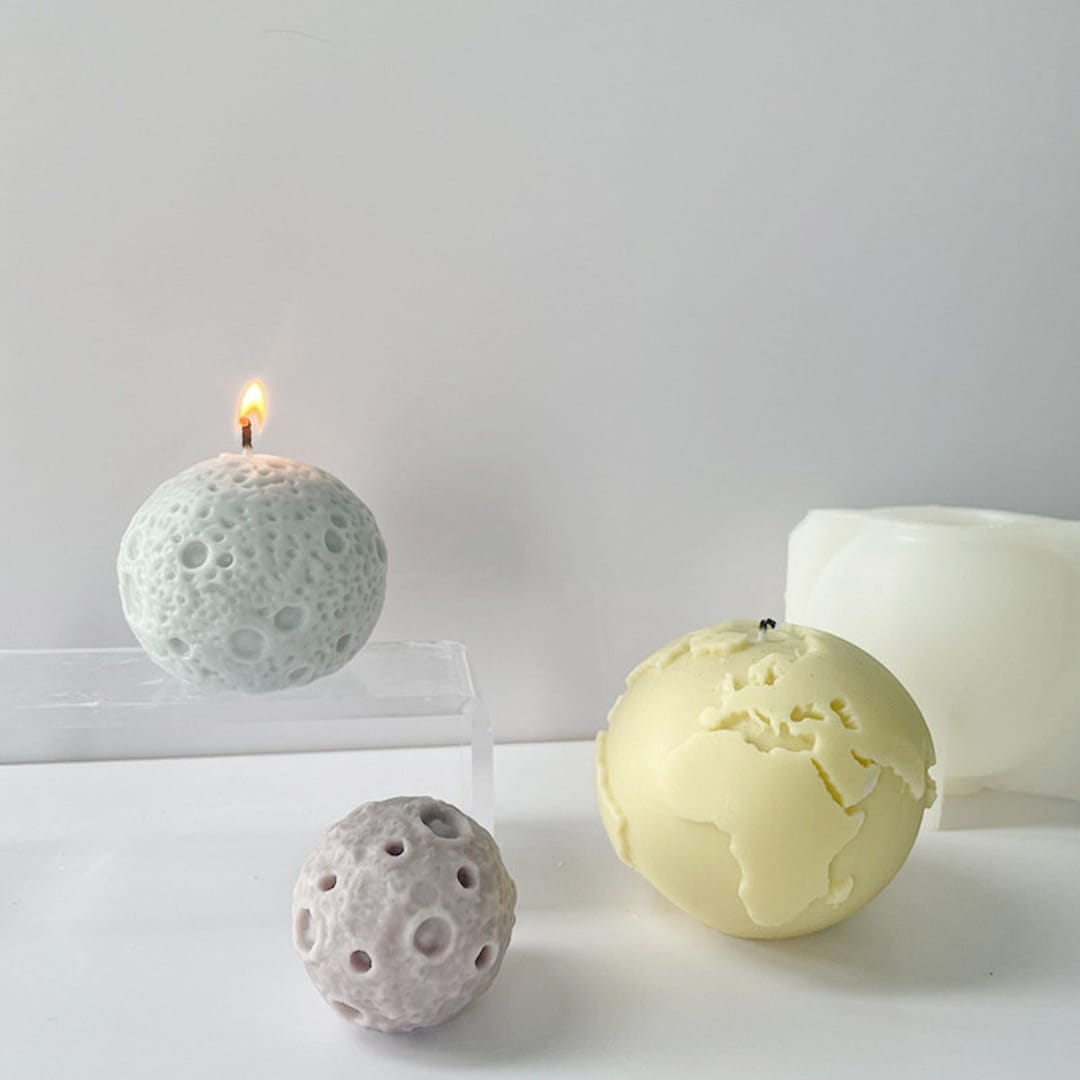 3D Moon/earth Shape Candle Mold, Concrete Mold, Silicone Chocolate ...