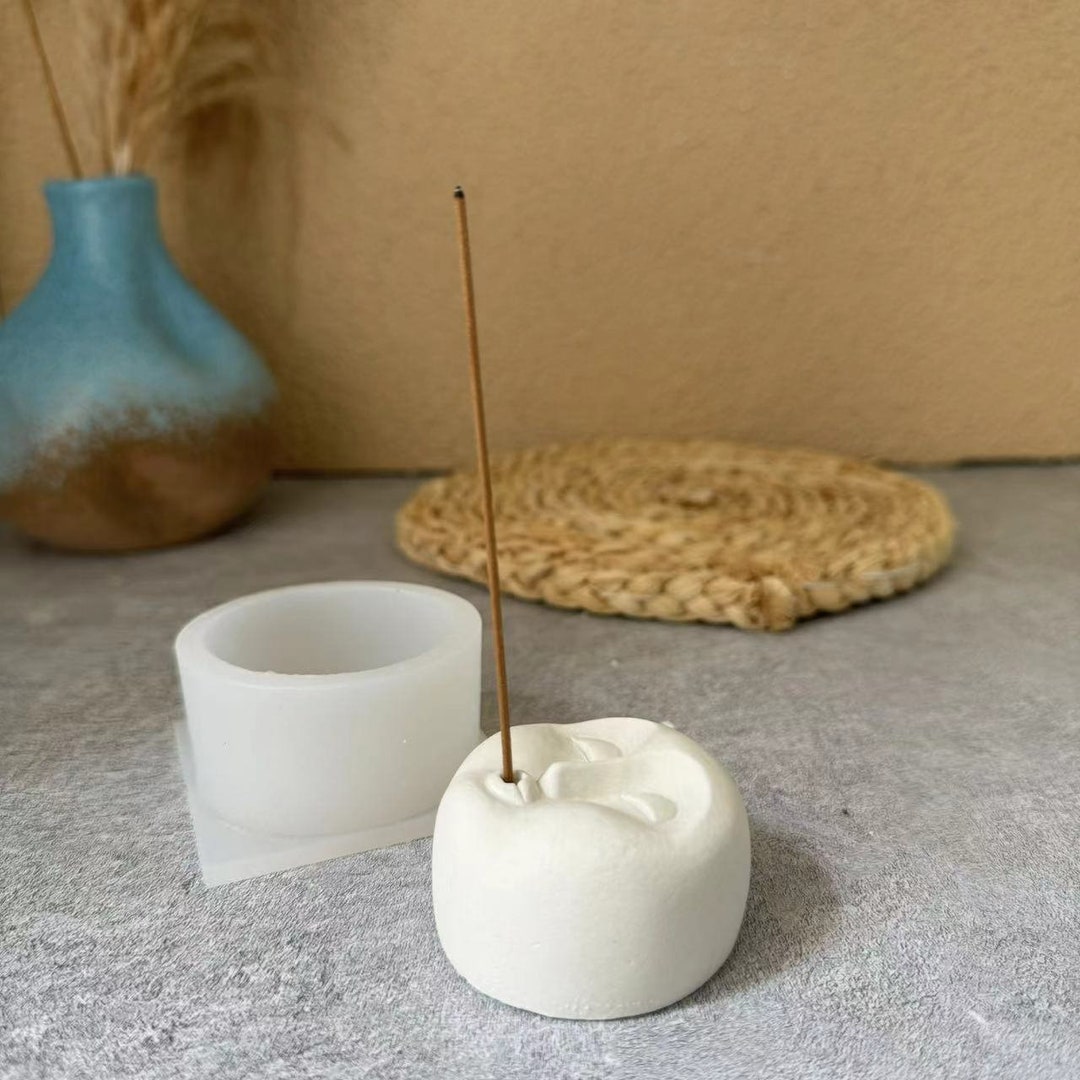 Smiling Face Concrete Incense Tray Molds,plaster Face Incense Insert ...