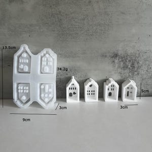Set of 4 House Mold,mini House Silicone Mold,house Hanging Mold,4 Light ...