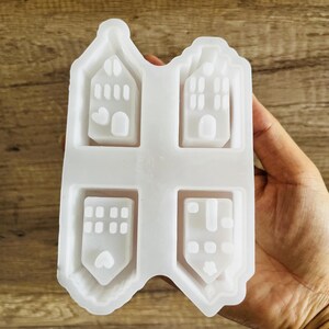 Set of 4 House Mold,mini House Silicone Mold,house Hanging Mold,4 Light ...