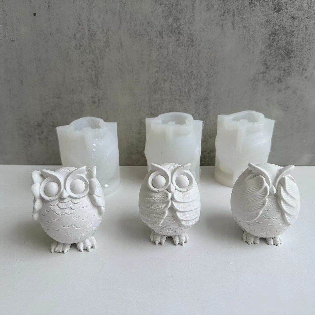 Cute Owl Mould, 3D Night Owl Bird Silicone Mold, Epoxy Resin Cement ...