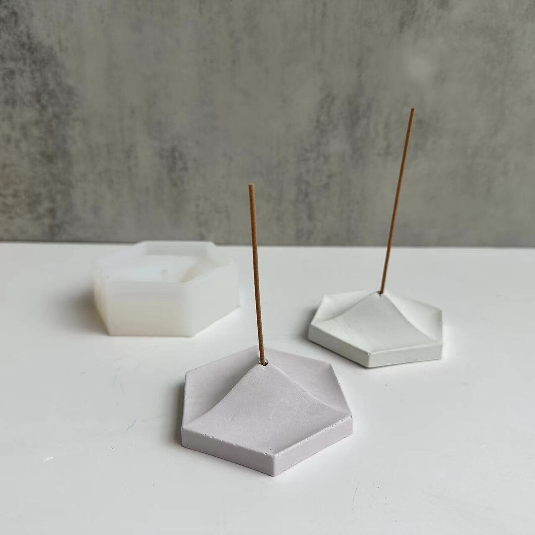 Small Hexagon Incense TRAY Silicone Molds for Handmade Plaster Cement ...