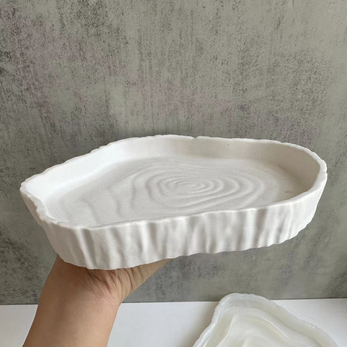 Irregular Wooden Stake Concrete Tray Silicone Mold: Jewelry Dish Resin ...