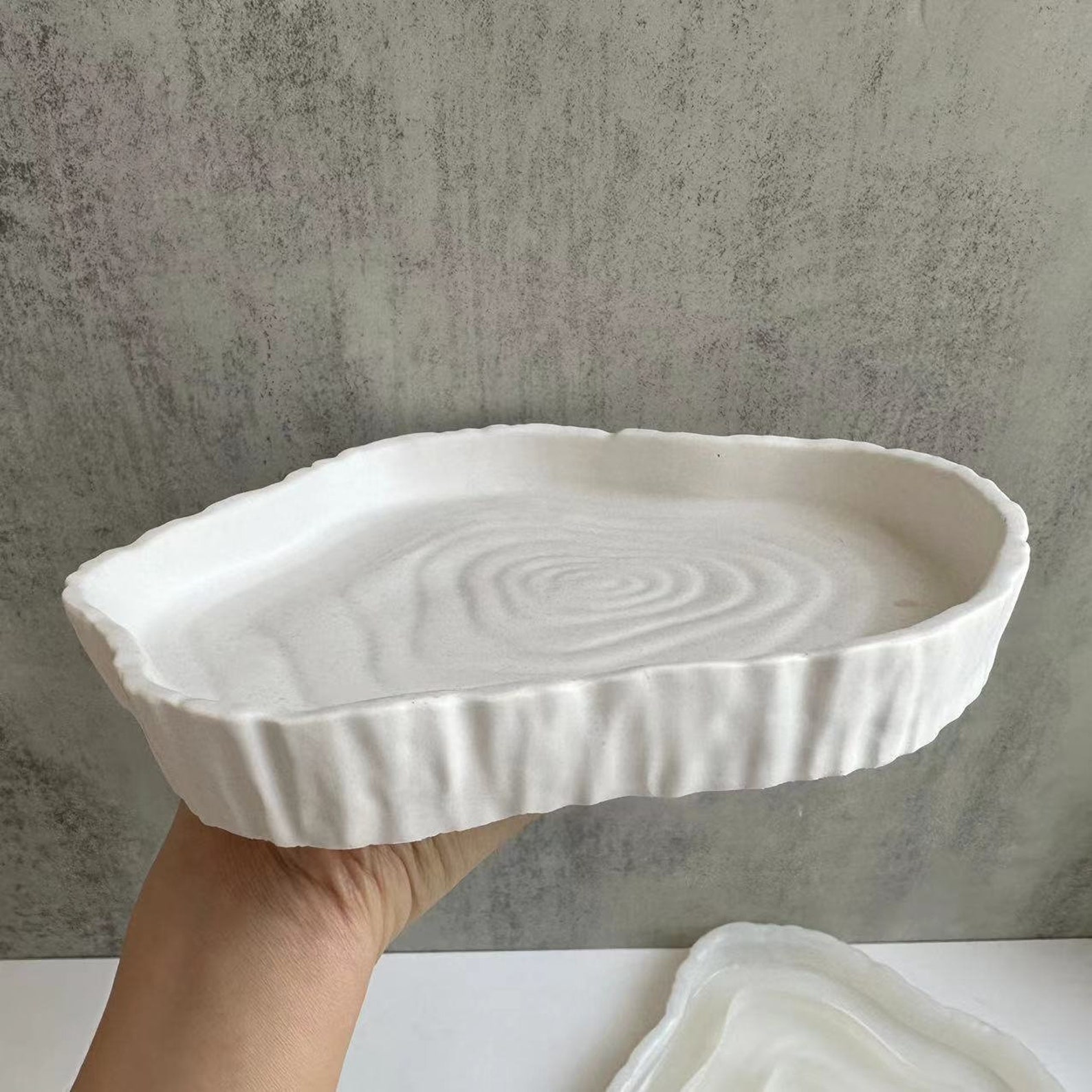 Irregular Wooden Stake Concrete Tray Silicone Mold: Jewelry Dish Resin ...