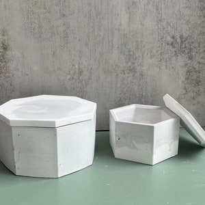 Large Size Hexagon/octagon Storage Box With Lid Silicone Mold Concrete ...