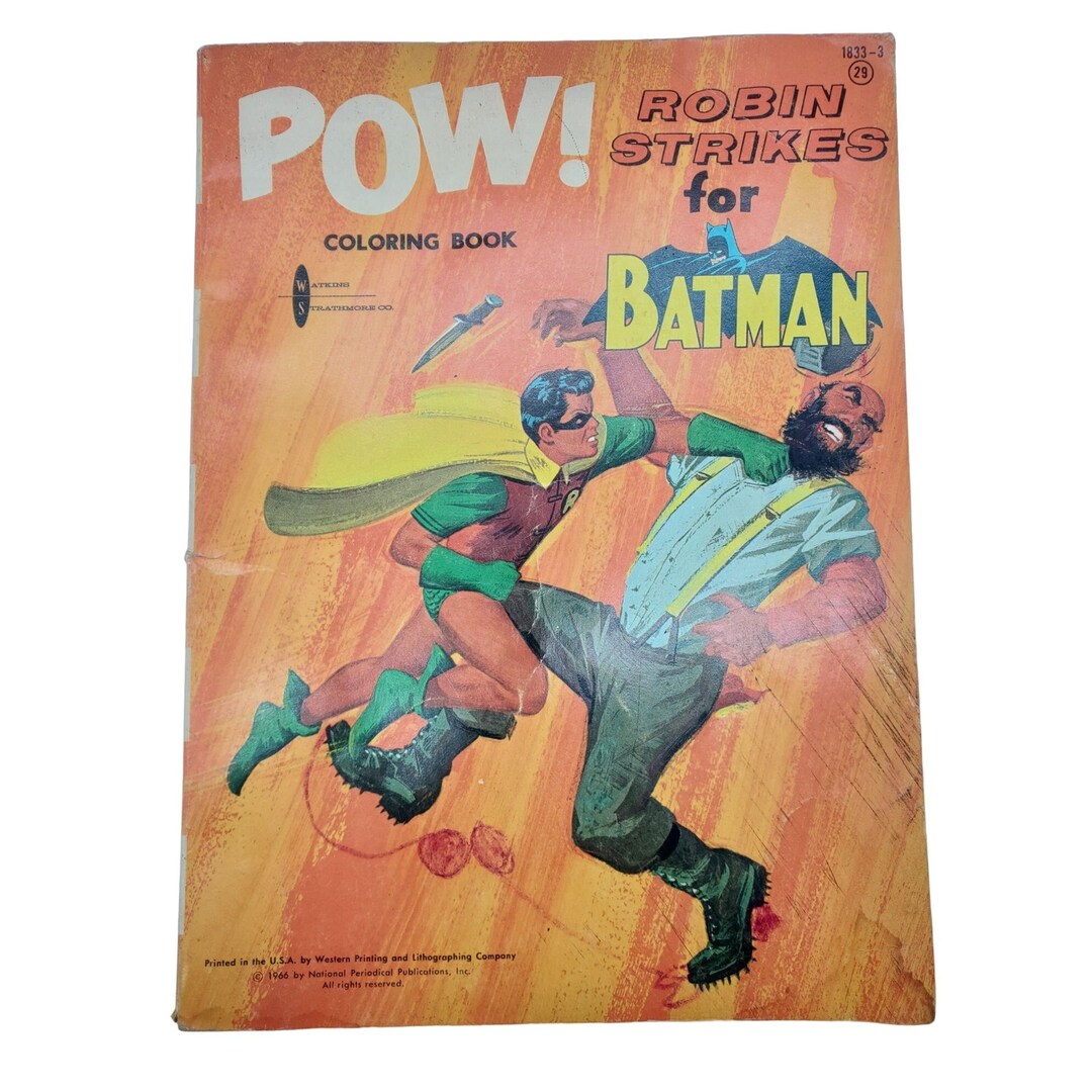 1966 Batman Pow Robin Strikes Coloring Book Watkins Strath 50% - Etsy