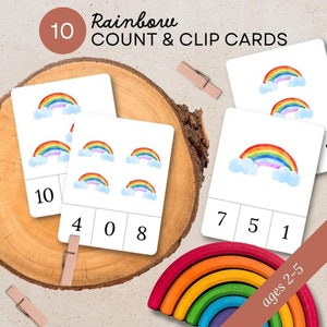 Rainbow Count and Clip Card, Spring Math Manipulative, Classroom Number ...