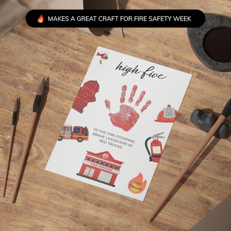 Firefighter Handprint Craft Preschool Fire Safety Week, Community ...