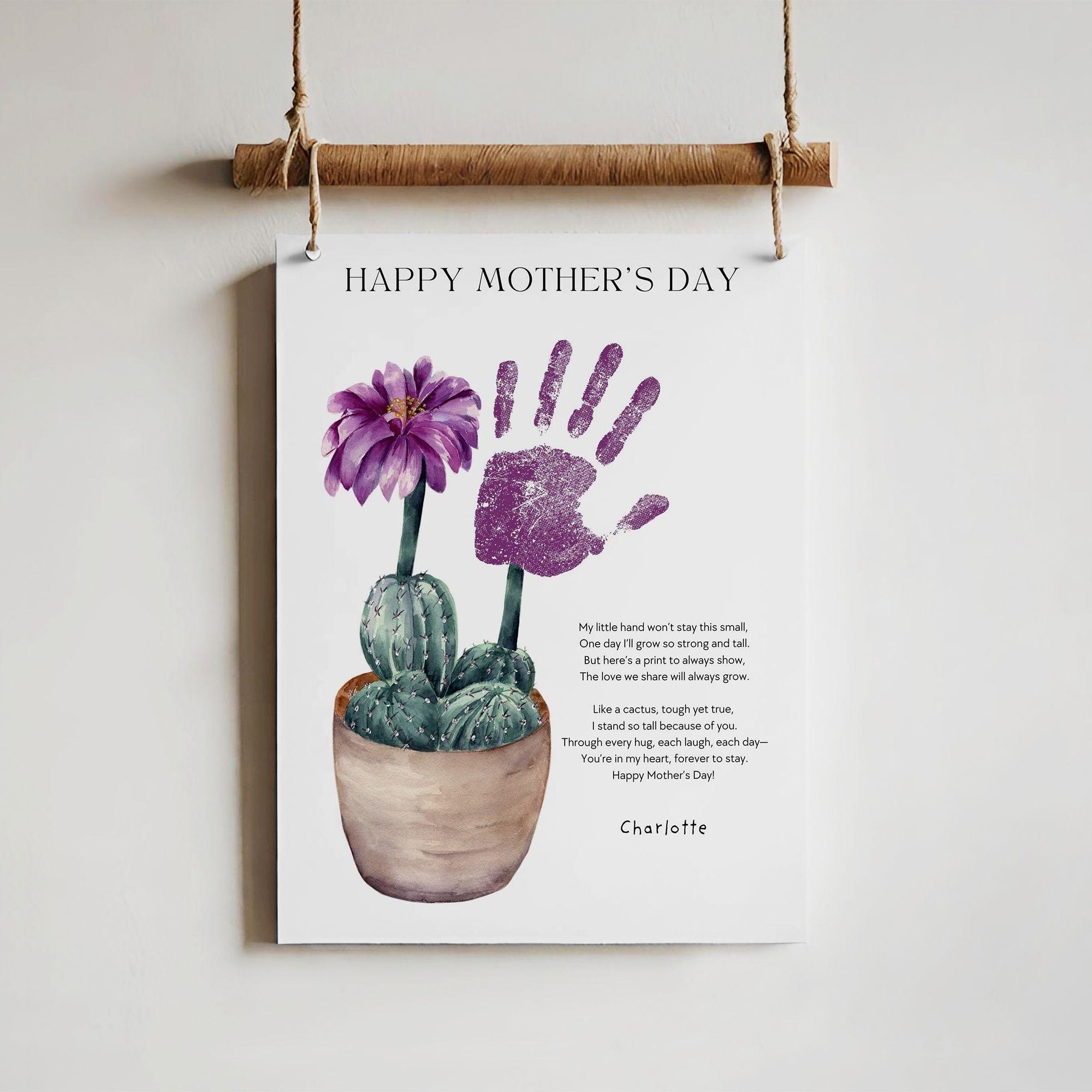 Mothers Day Handprint Poem, Cactus Mothers Day Craft, Mom Flower Hand ...