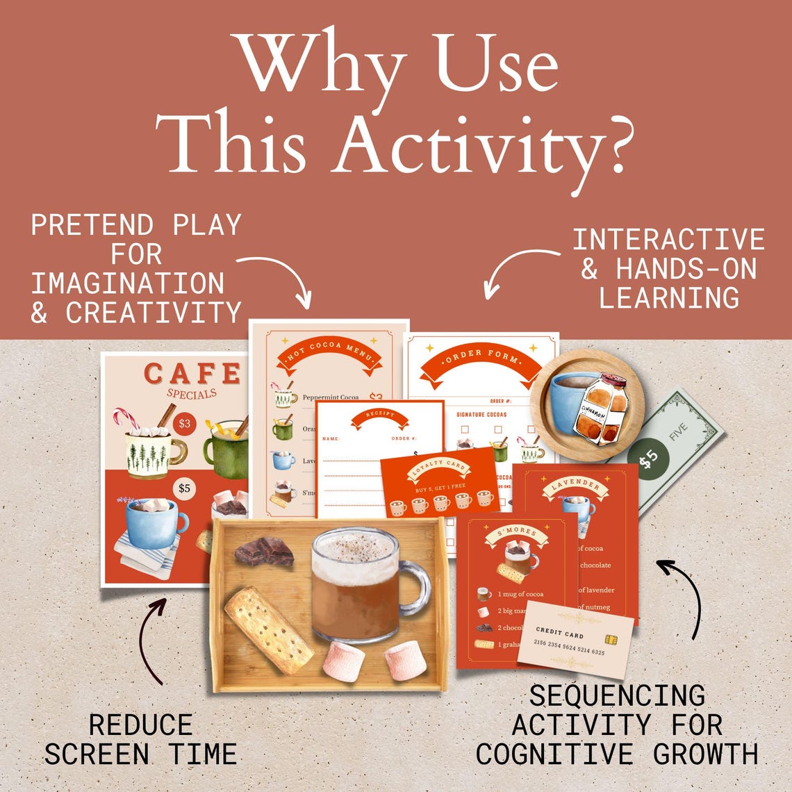 Coffee Shop Dramatic Play Printable, Pretend Play Gift Digital Download ...