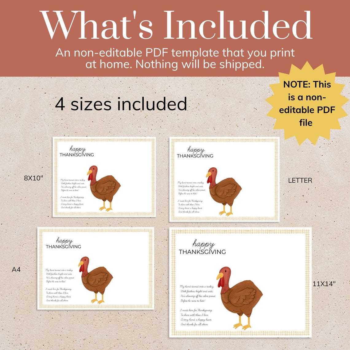 Kids Thanksgiving Handprint Placemat Printable, Turkey Handprint Art ...