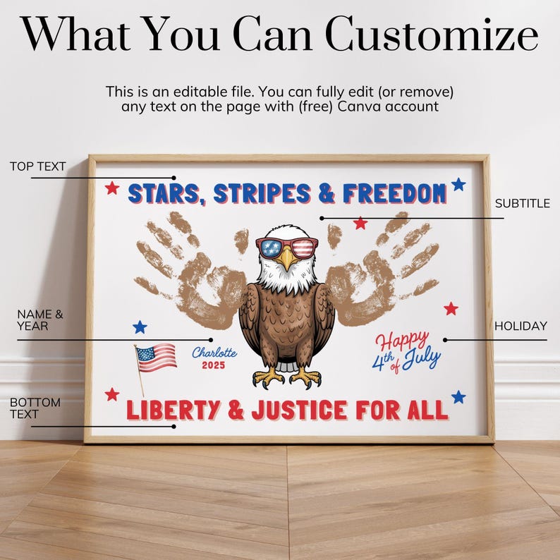 4th of July Handprint Craft Printable, Land of the Free Because of the ...