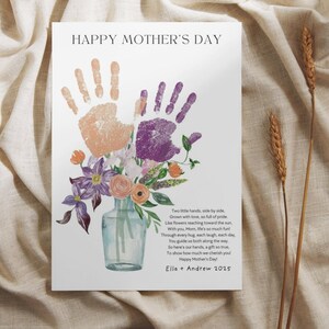 Mothers Day Handprint Art Toddler, Multiple Kids Mom Gift Flower ...