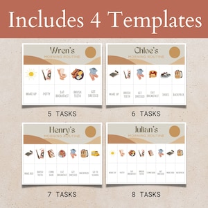 Boho Morning Routine Flip Chart for Toddler, Editable Visual Schedule ...