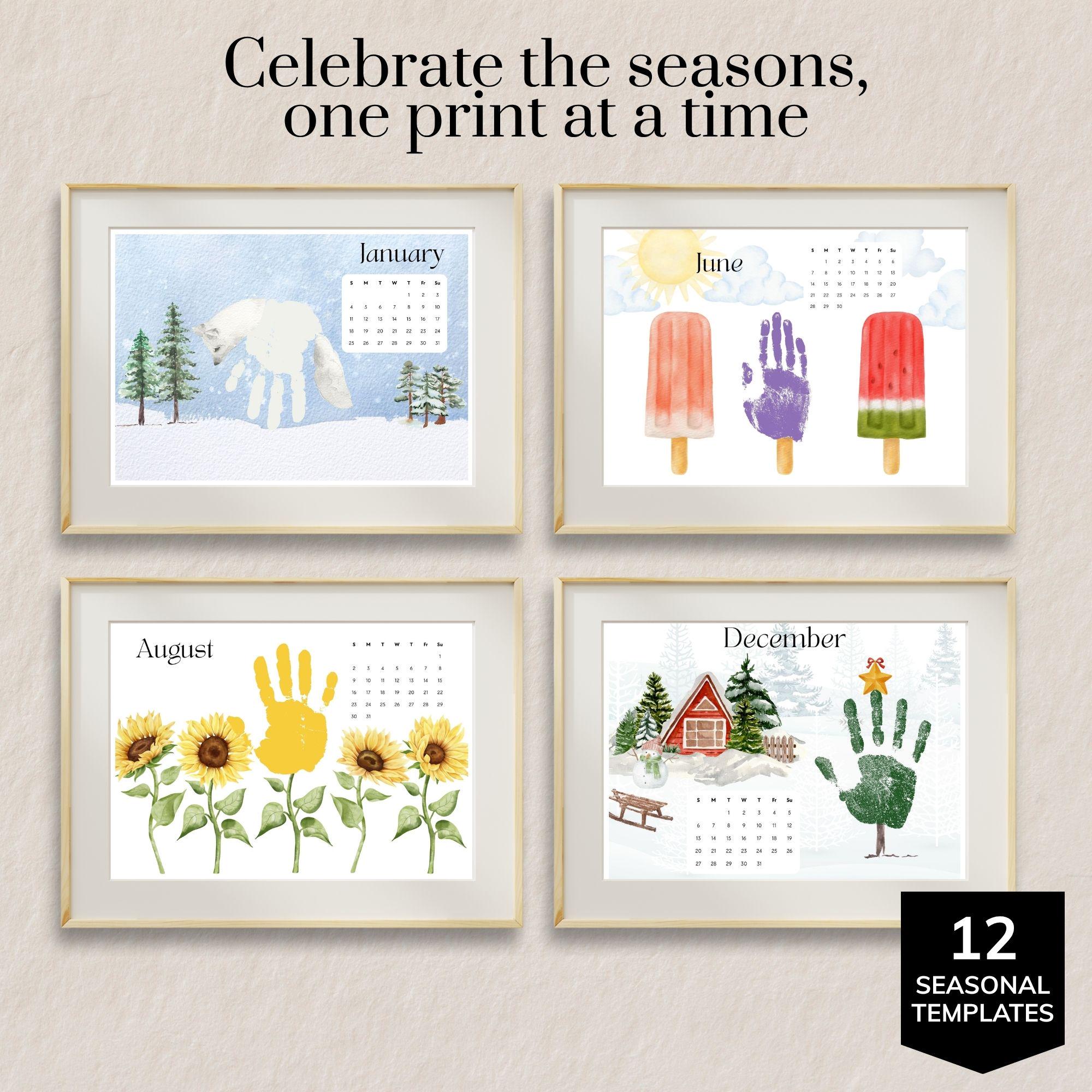 2026 Handprint Calendar Craft Printable, 12 Month Wall Calendar ...