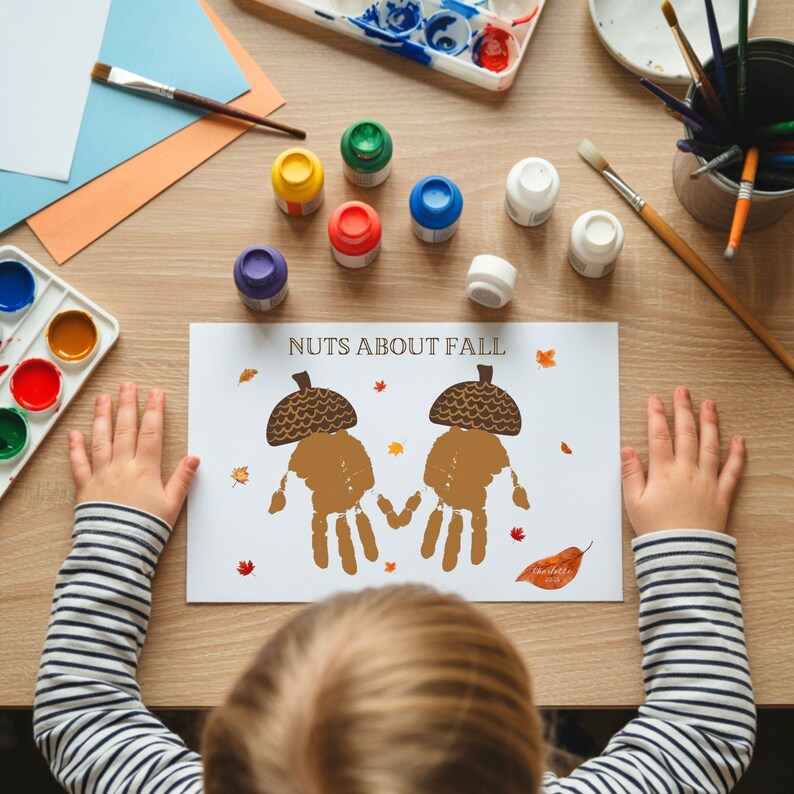 Acorn Handprint Craft for Kid Printable, Editable Nut About Fall Hand ...