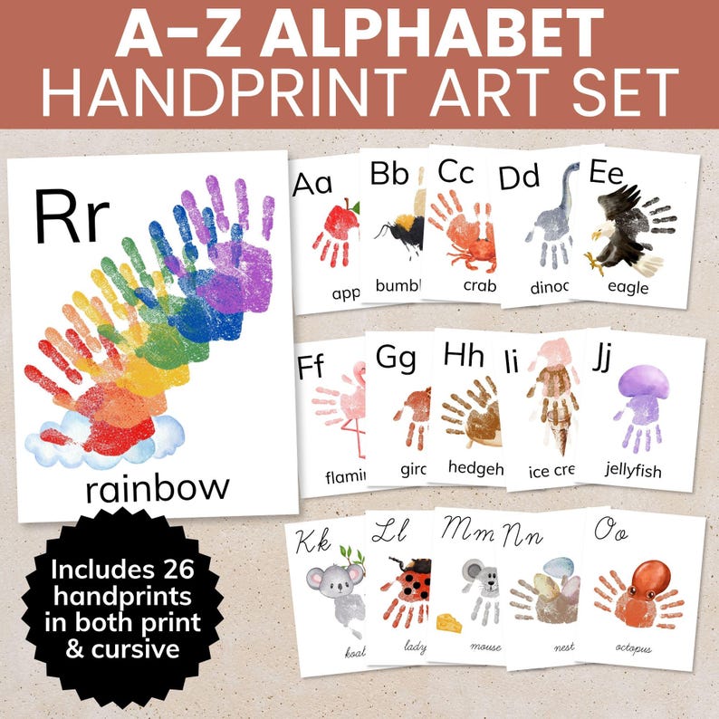 Alphabet Handprint Craft Bundle, A-Z Handprint Animal Alphabet Book ...