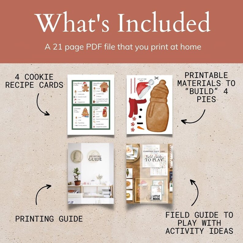 Gingerbread Dramatic Play Bakery Printable, Cookie Recipe Cards for ...