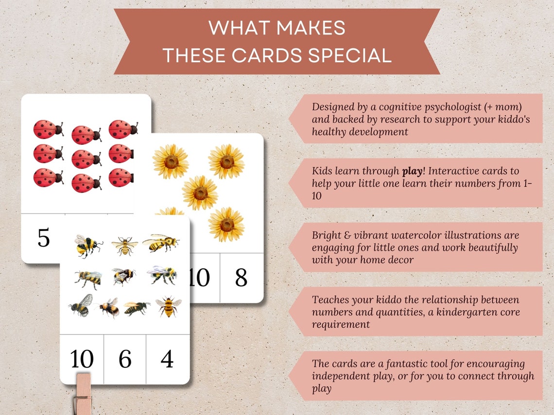 Nature Number Count and Clip Cards, Clothespin Game Printable ...